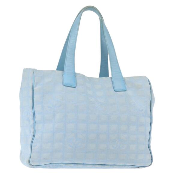 CHANEL | Bags | Chanel New Travel Line Tote Bag Nylon Light Blue Silver ...
